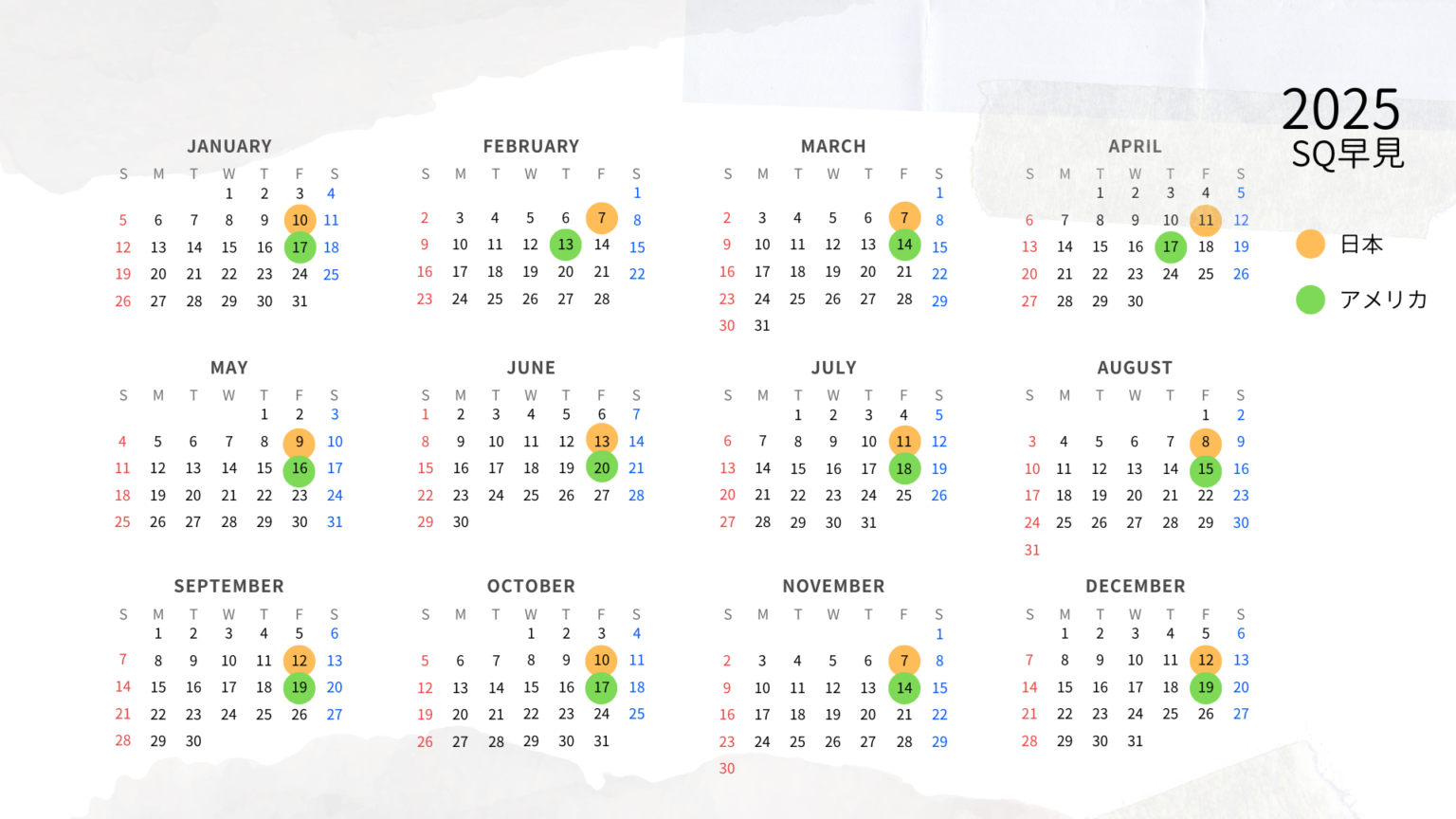 SQ,アメリカ,日本,2025年